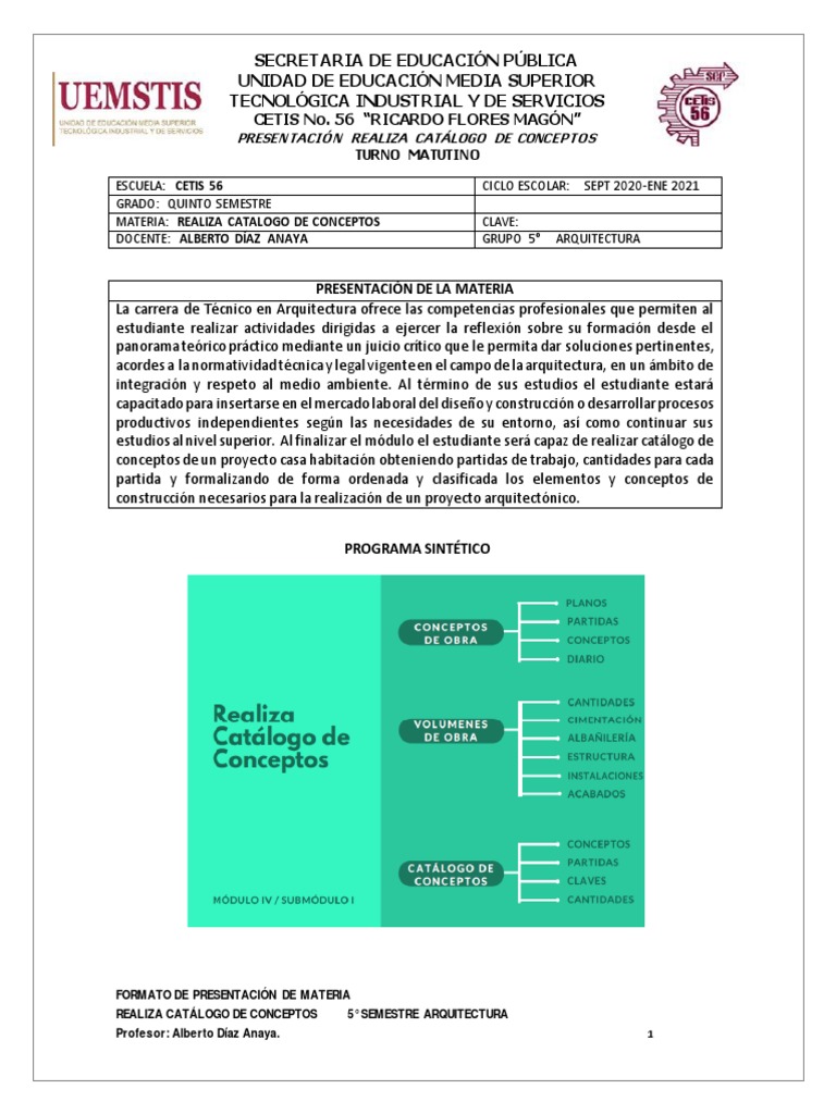 Presentacion Catalogo de Conceptos | PDF | Rúbrica (Académica) | Evaluación