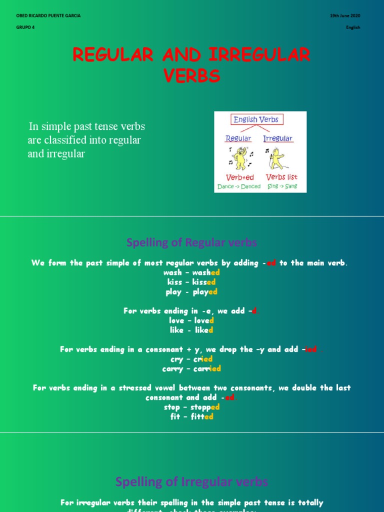 Regular e Irregular Verbs | PDF