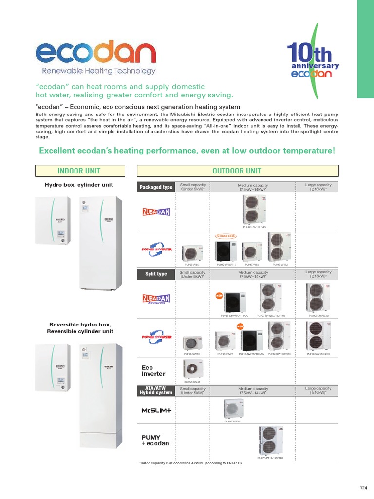Mitsubishi Ecodan & Zubadan Heat Pumps | PDF | Water Heating | Heat Pump