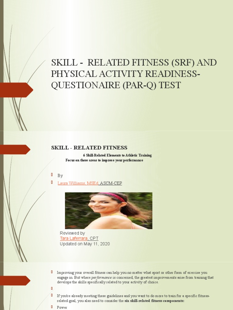 Skill-Related Fitness Components Explained | PDF | High Intensity ...