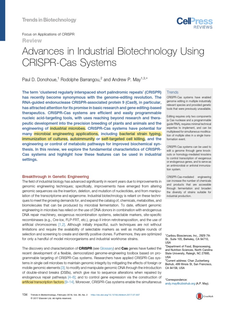 Advances in Industrial Biotechnology Using Crispr-Cas Systems | PDF | Crispr | Molecular Biology
