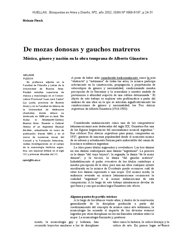 Plesch, Melanie - de Mozas Donosas y Gauchos Matreros | PDF | Ritmo | Melodía