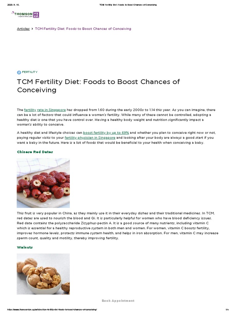 TCM Fertility Diet - Foods To Boost Chances of Conceiving | PDF ...
