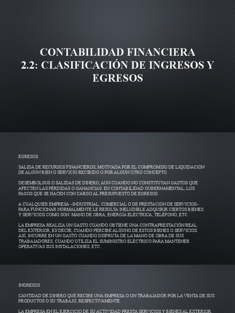Clasificación de Ingresos y Egresos | PDF | Contabilidad | Business
