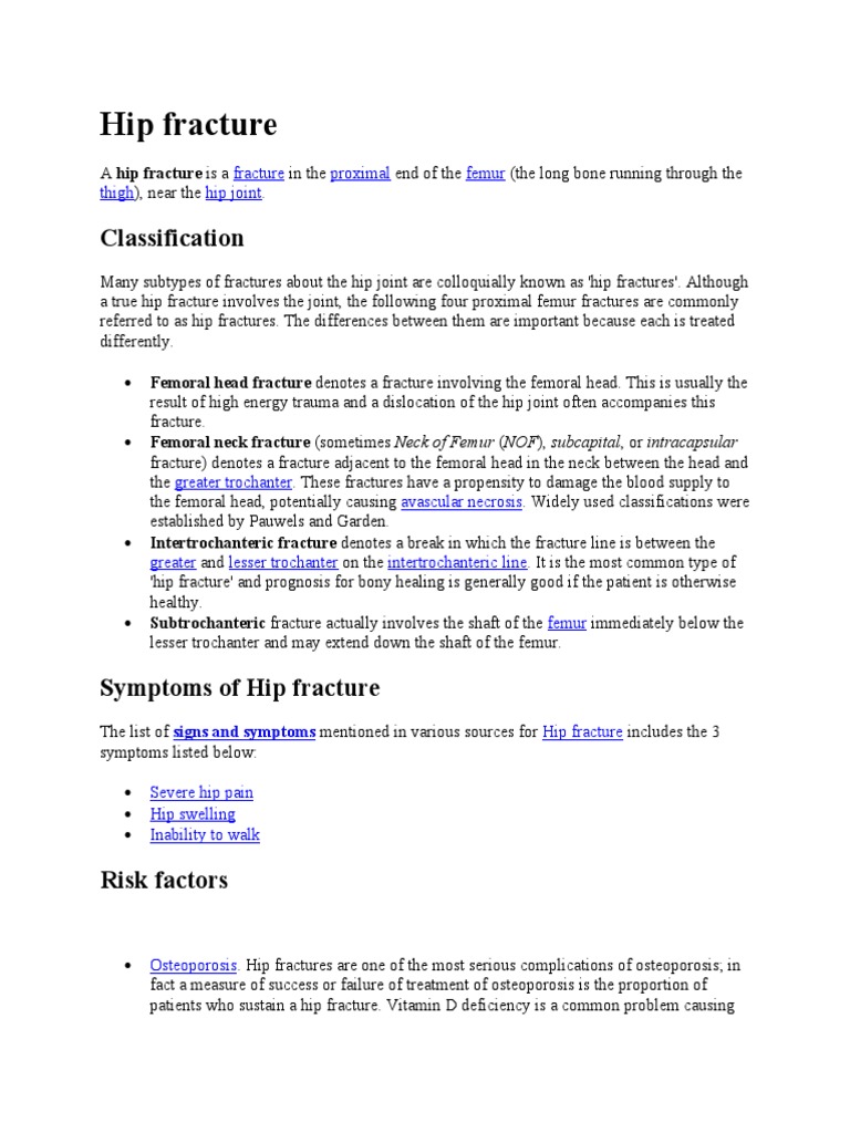 An Overview of Hip Fractures: Classification, Symptoms, Risk Factors ...