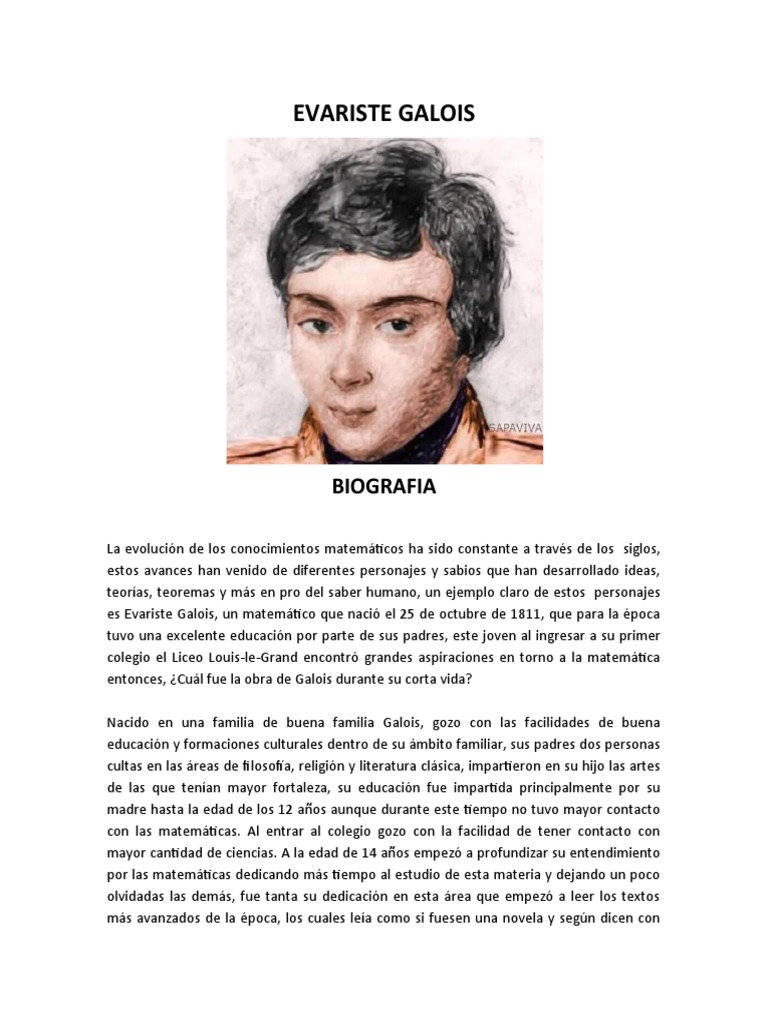 Evariste Galois | PDF | Grupo (Matemáticas) | Ecuaciones