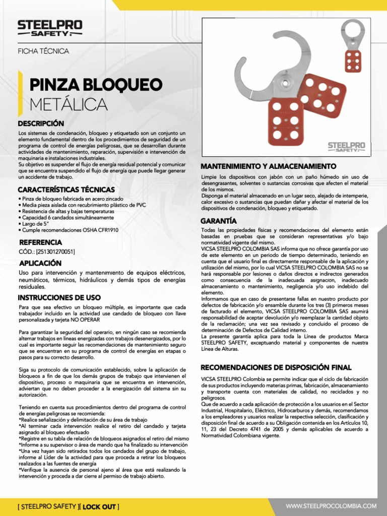 Pinza Bloqueo Multicandado | PDF | Naturaleza | Energía y recursos