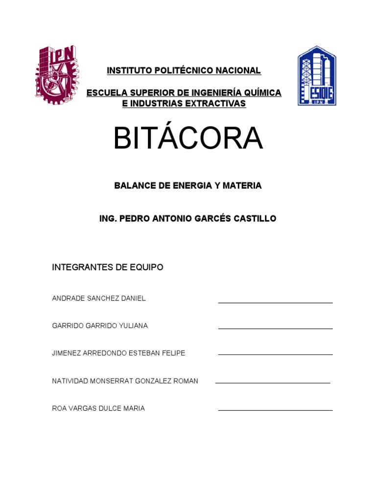 Bitacora de Balance | PDF | Estequiometría | Ciencias fisicas