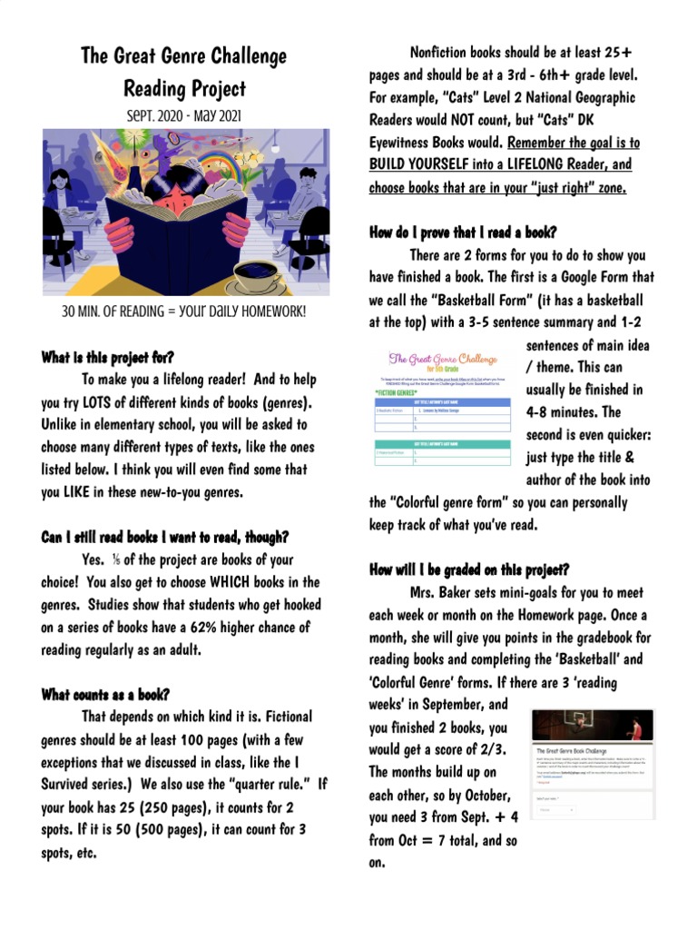 The Great Genre Book Challenge Parent Letter 1 | PDF | Genre | Books
