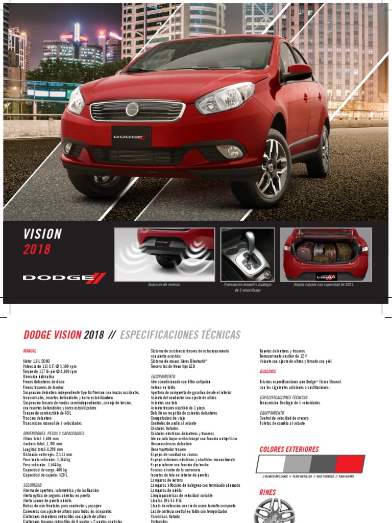 Dodge Vision Ficha Tecnica 2018 | PDF | Sistema de freno antibloqueo | Eje