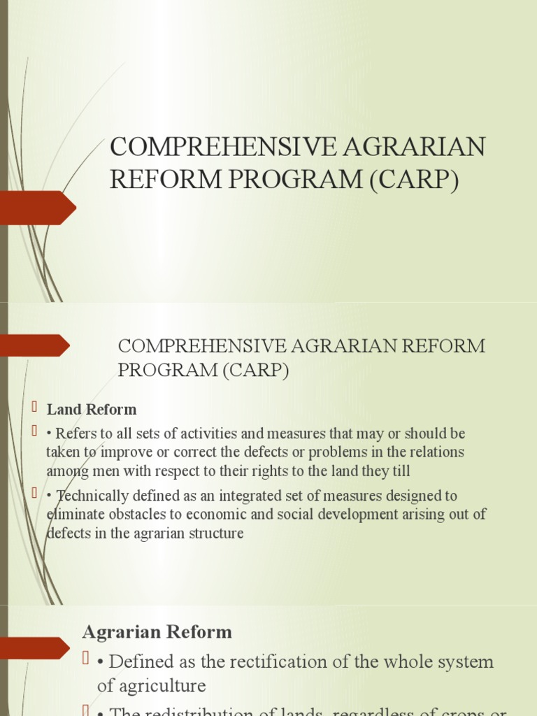 Comprehensive Agrarian Reform Program (Carp) | PDF | Government ...