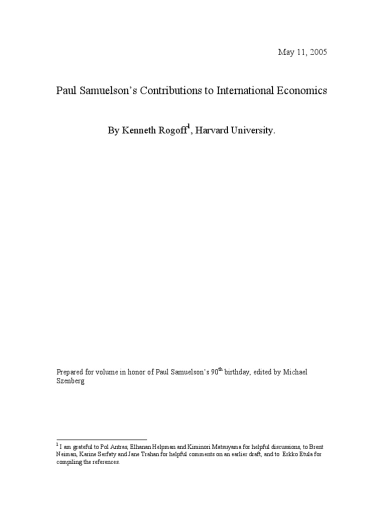 Samuelson PDF | PDF | Comparative Advantage | Purchasing Power Parity