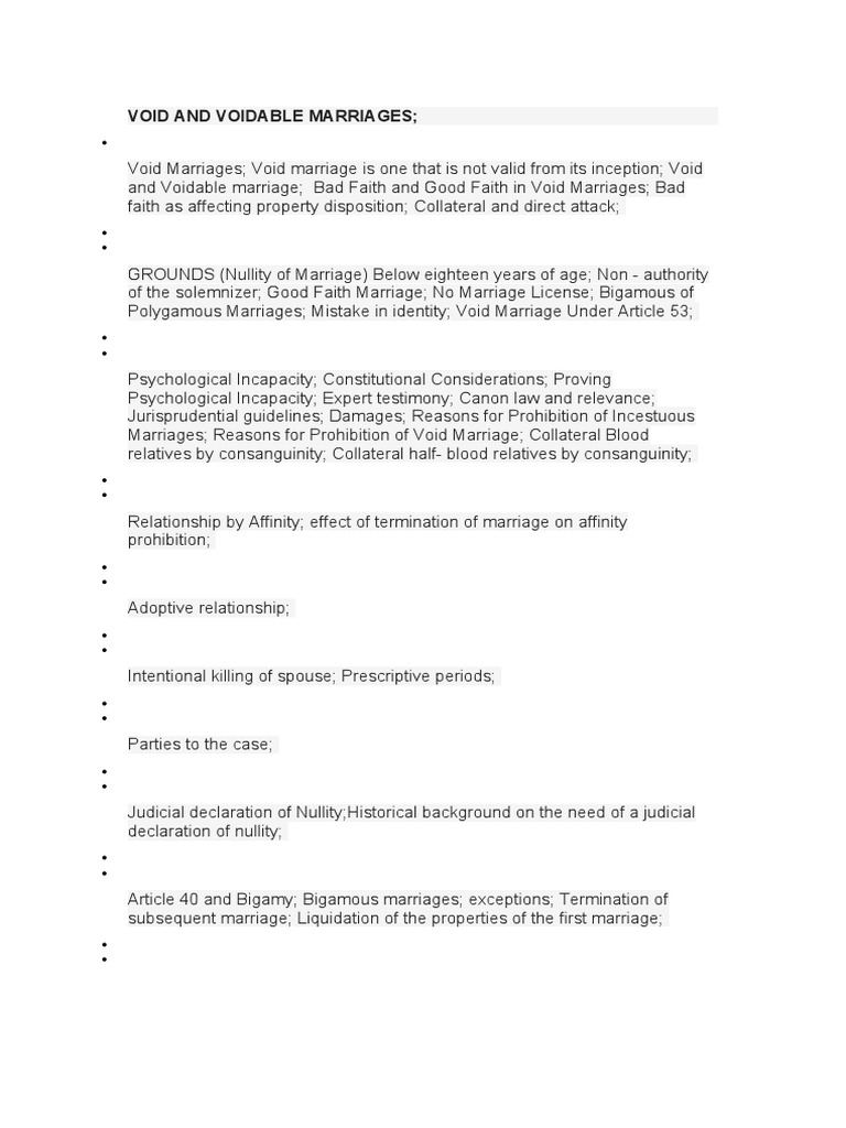 Void and Voidable Marriages Explained | PDF | Annulment | Marriage
