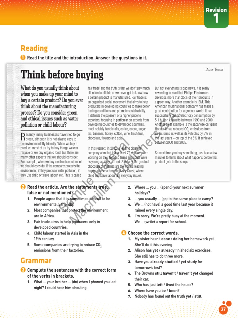 Think Before Buying: Reading | PDF | Fair Trade | Economies