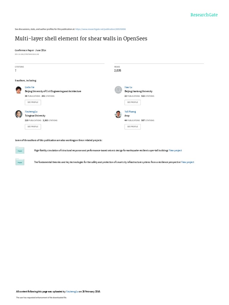 Multi-Layer Shell Element For Shear Walls in OpenSees | PDF | Earthquake Engineering | Stress ...
