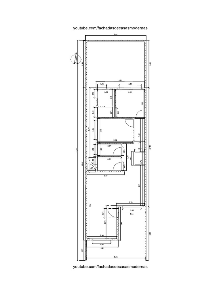 Plano de Casa de 6x16 Metros Con 2 Dormitorios PDF | PDF