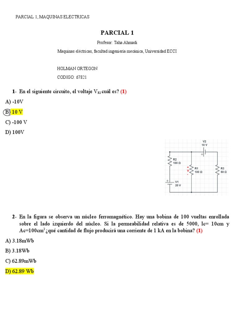 Parcial Maquinas Electricas Primer Corte | PDF