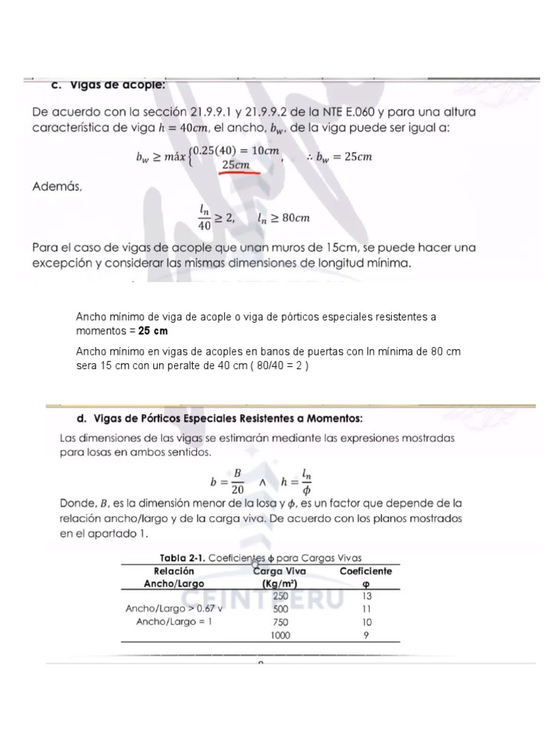 Dimensionamiento de Vigas y Columnas | PDF