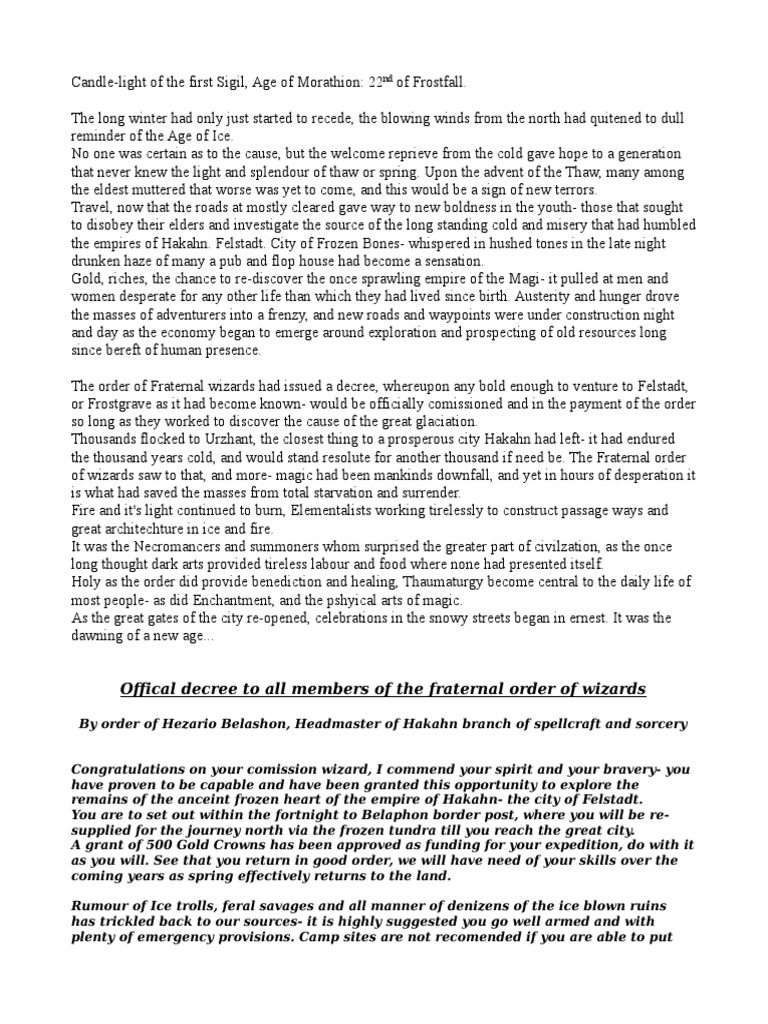 Offical Decree To All Members of The Fraternal Order of Wizards | PDF