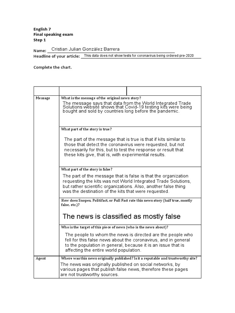 Final Speaking Test - Step 1 | PDF | News | Social Media