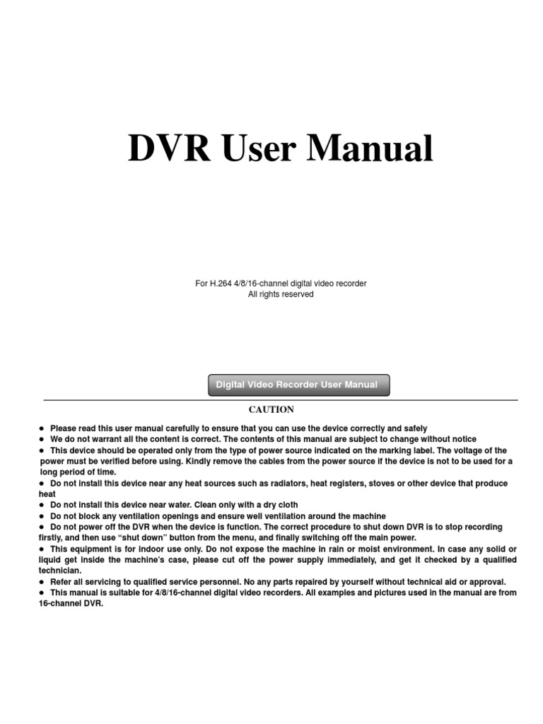 DVR User Manual | PDF | Digital Video Recorder | Usb