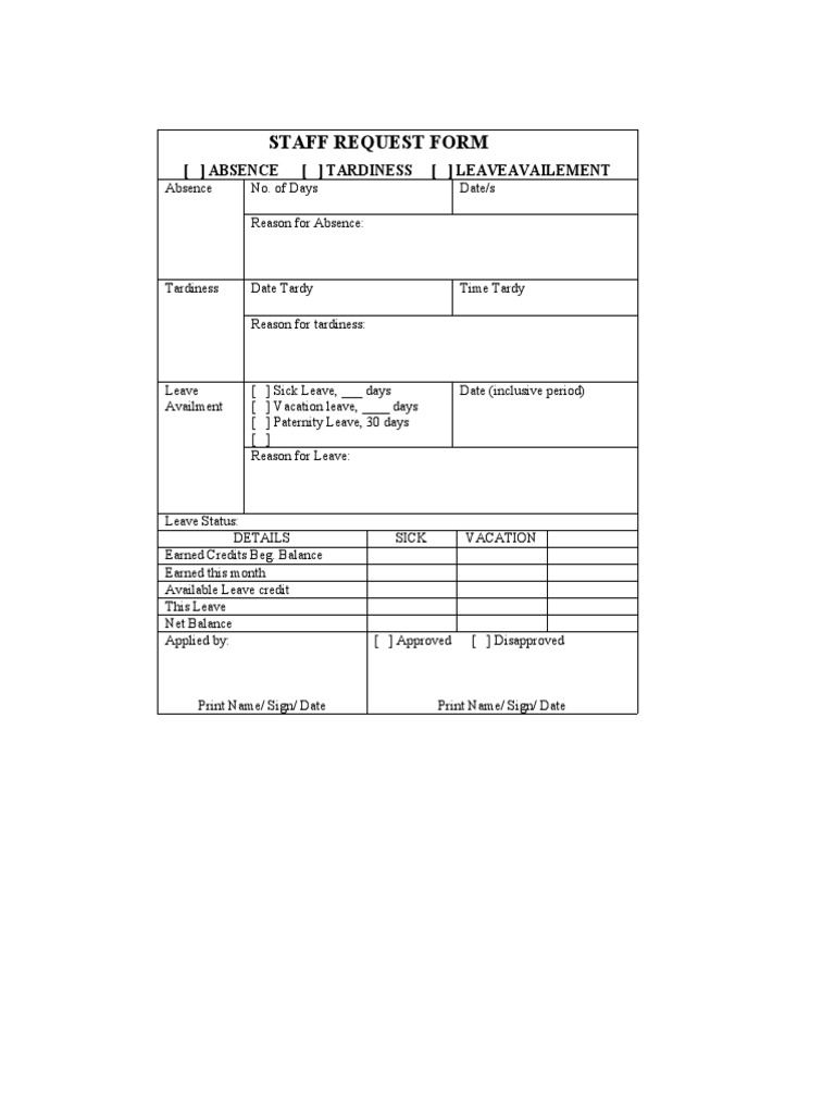 Staff Absence & Leave Request Form | PDF