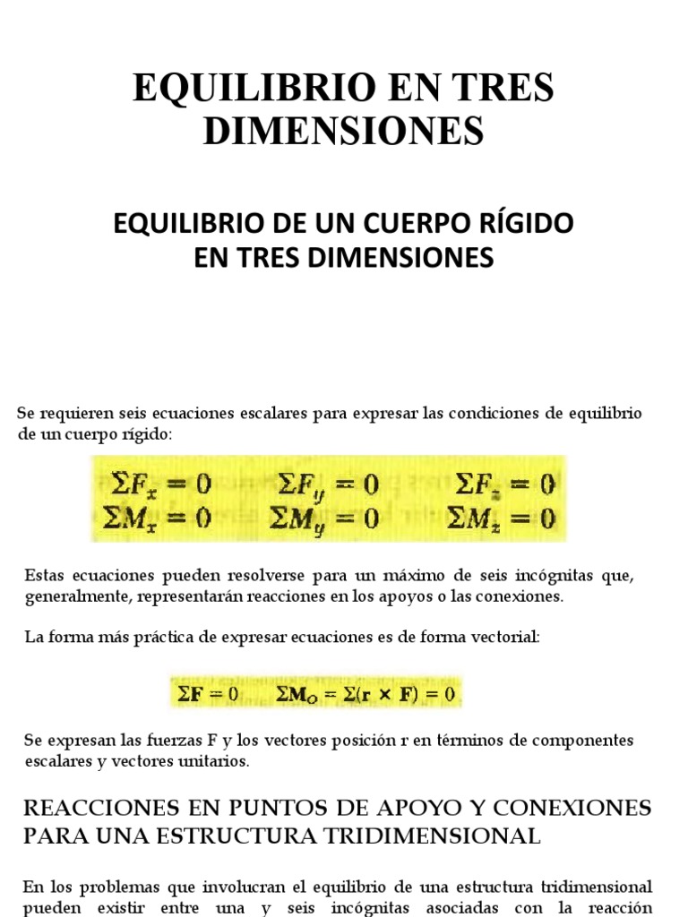 Equilibrio en Tres Dimensiones | PDF | Vector Euclidiano | Rotación