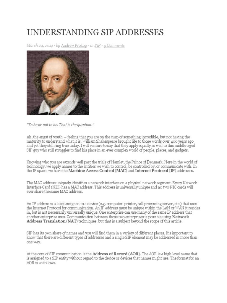 Understanding SIP Addresses | PDF | Session Initiation Protocol | Ip ...