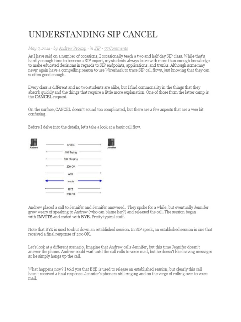 Understanding SIP Cancel | Download Free PDF | Session Initiation ...