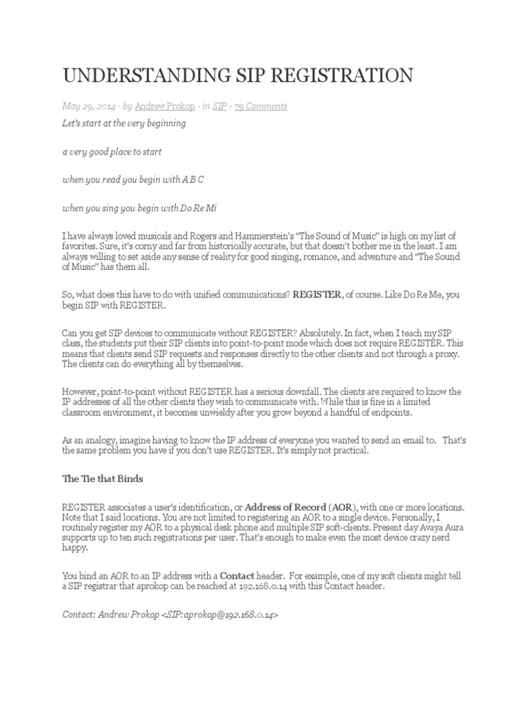 Understanding SIP Registration | PDF | Session Initiation Protocol ...