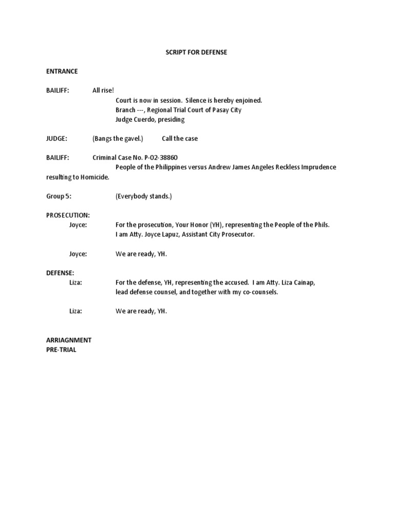 Script For Defense Entrance | PDF