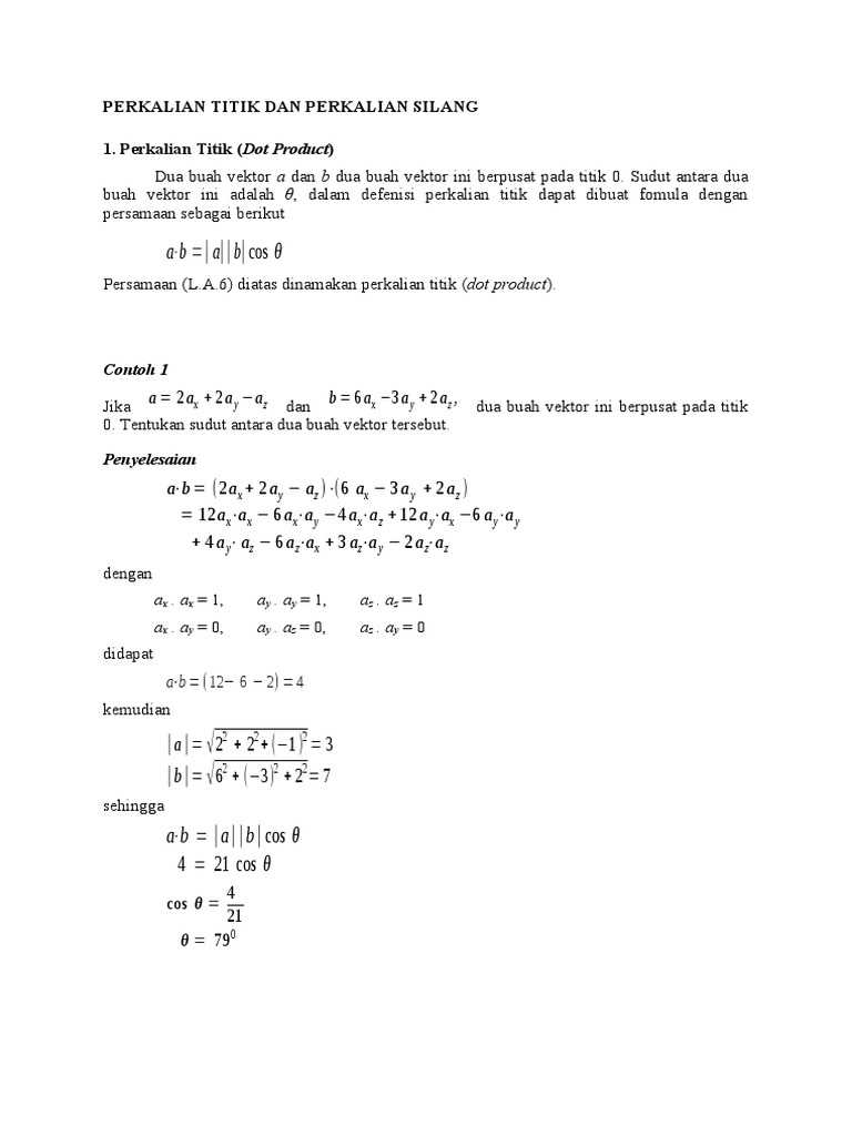 Perkalian Titik Dan Perkalian Silang | PDF