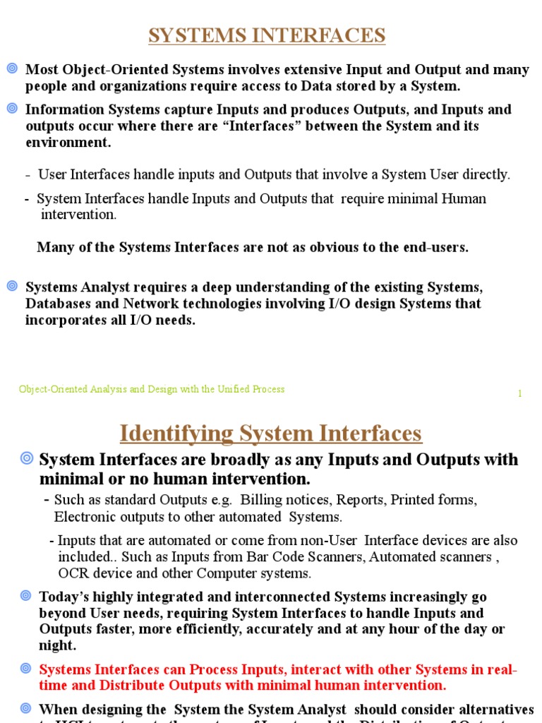 Understanding System Interfaces Identifying Inputs Outputs And Design Considerations Pdf