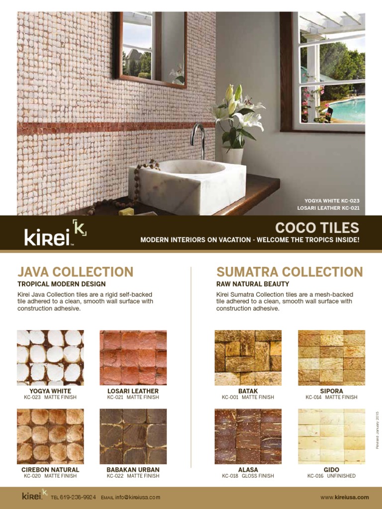 Kirei Coco Tile Spec Sheet 02 15 | PDF