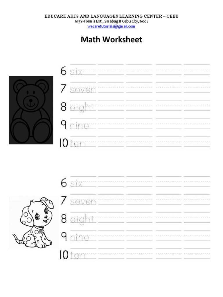 Number Word 6 10 Worksheet | PDF