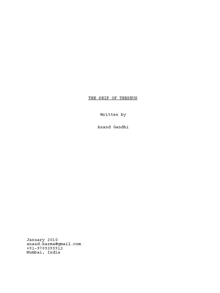 Ship of Theseus Shooting Script | PDF | Camera