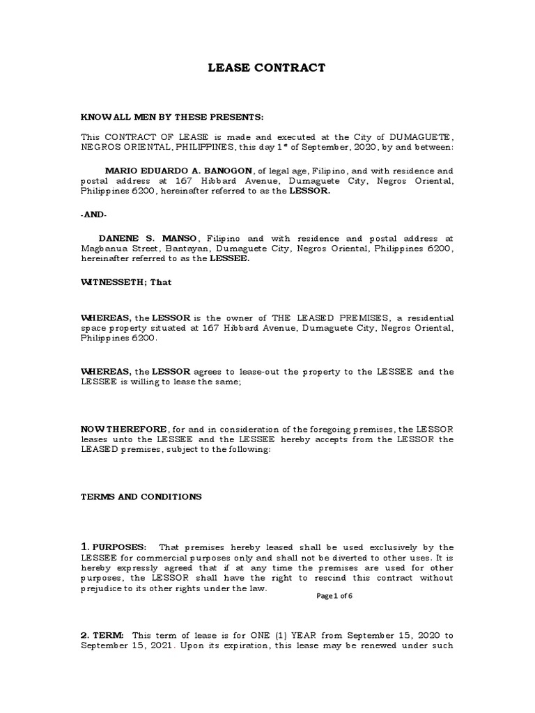 Final Lease-Contract Manso | PDF | Lease | Real Property Law