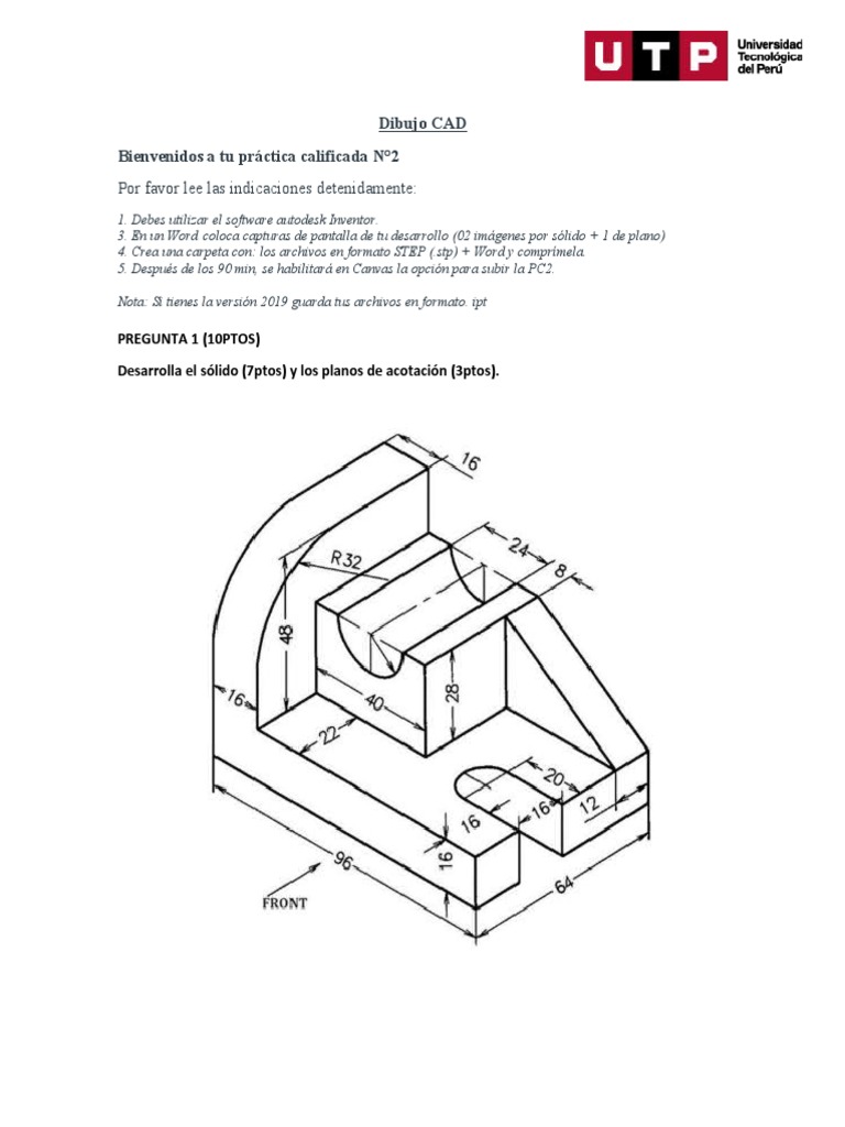 PC2 CGT DIBUJO CAD 2020-II Sección 11995 | PDF