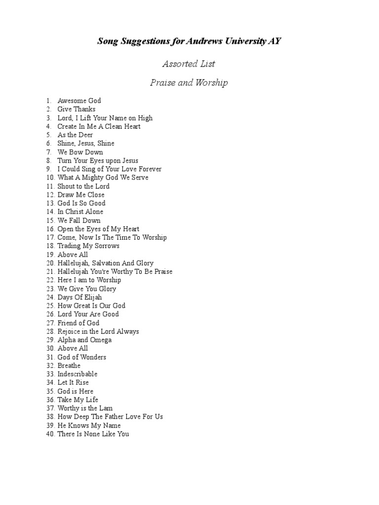 Song Suggestions | PDF