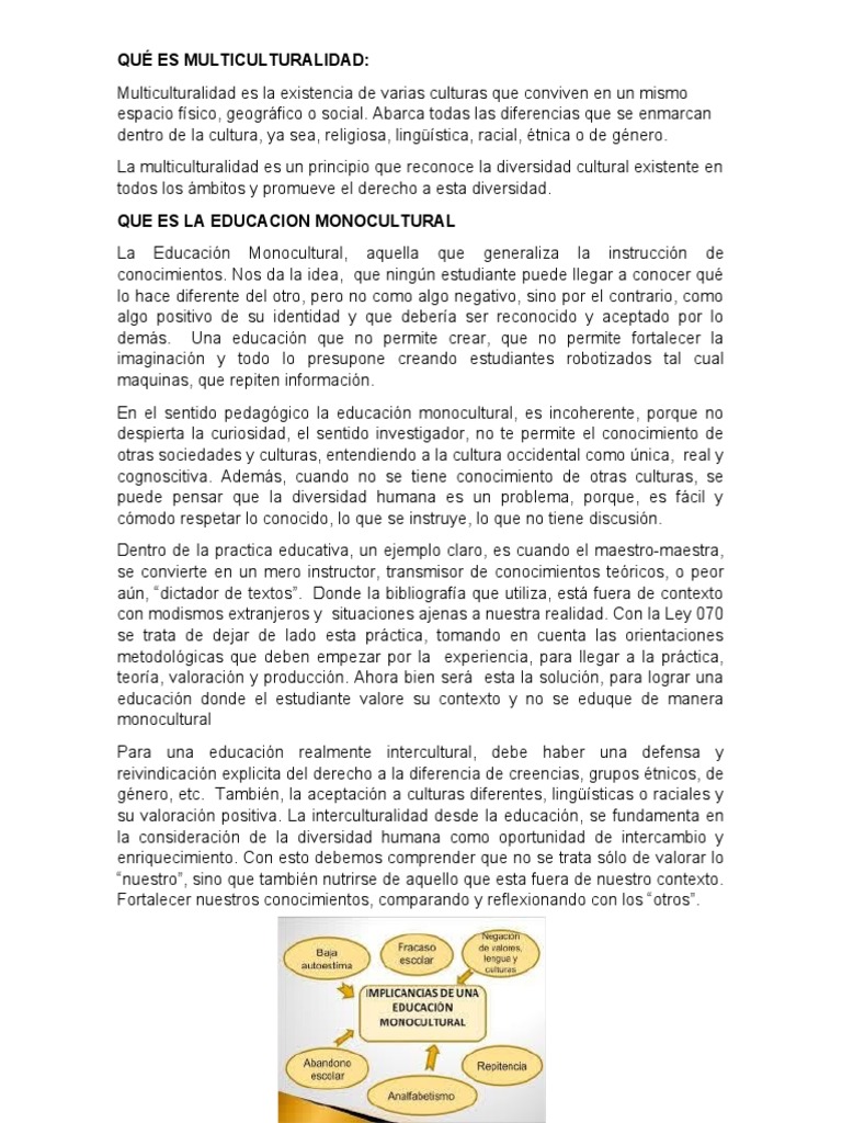 Qué Es Multiculturalidad | PDF | Multiculturalismo | Paz