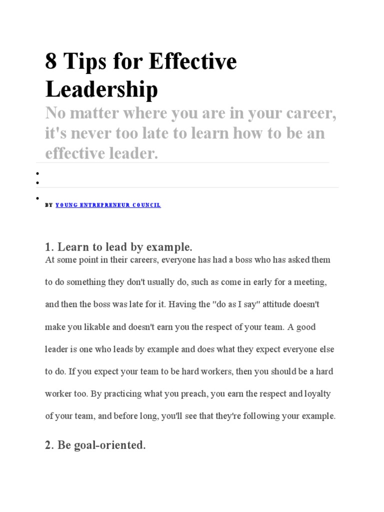 Keys To Effective Leadership