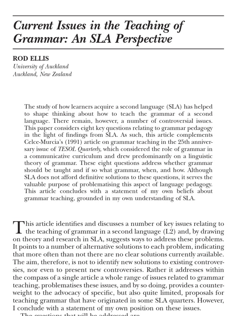 Rod Ellis On Grammar#408437 | PDF | Second Language Acquisition ...