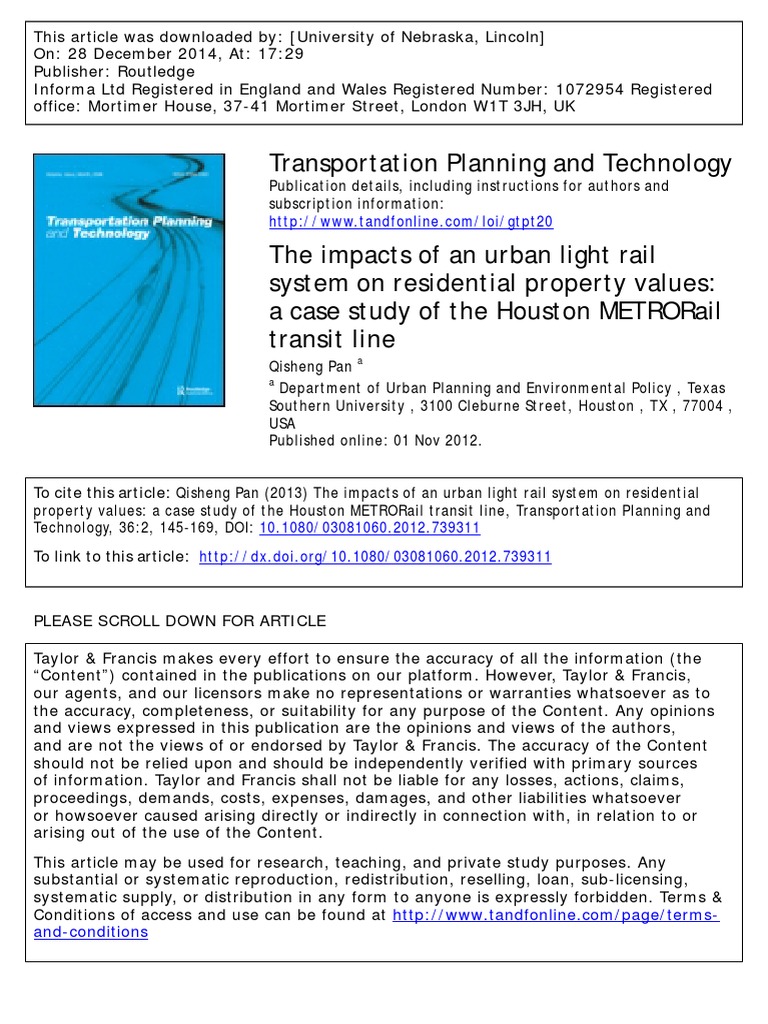 Transportation Planning and Technology | PDF | Light Rail | Public ...