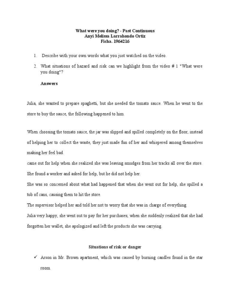 Actividad What Were You Doing | PDF