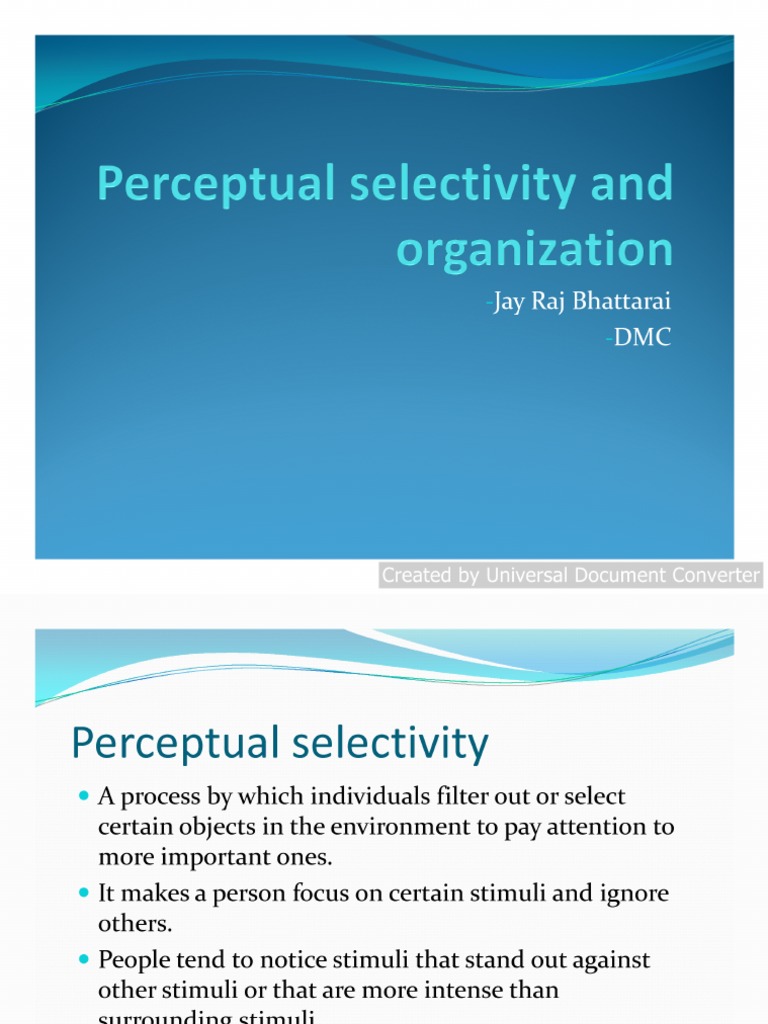 Unit 3 Perceptual Selectivity and Organization | PDF
