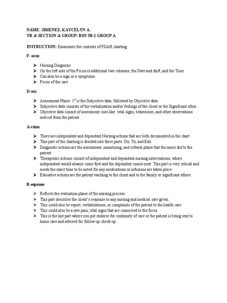FDAR Charting Overview for Nurses | PDF