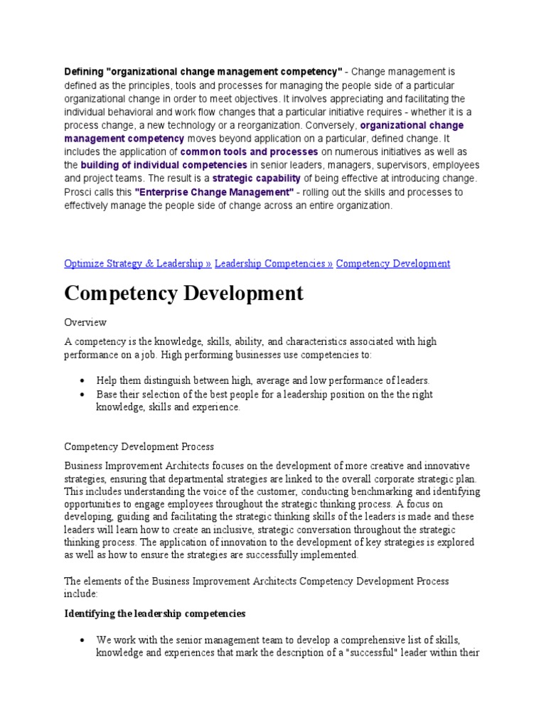 Defining Change Management Competency | PDF | Competence (Human ...