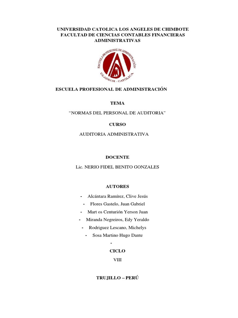 Normas Del Personal Auditor | PDF | Auditoría | Contralor
