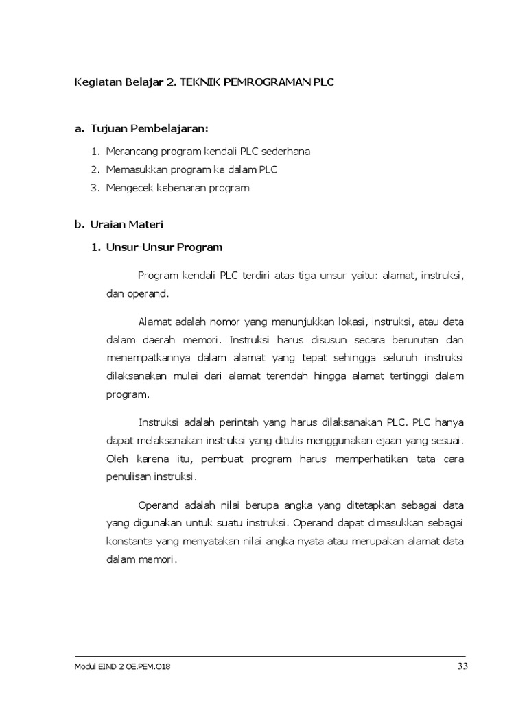 Pemrograman Dasar PLC dan Instruksi | PDF