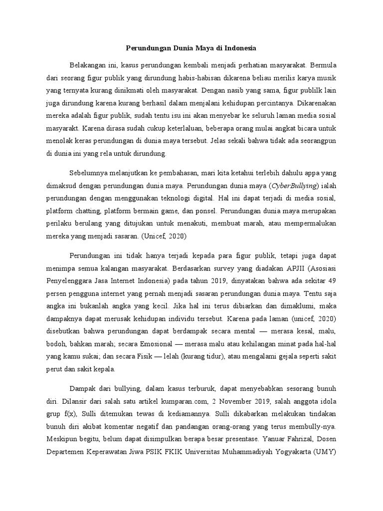 Dampak Buruk Cyberbullying Indonesia | PDF